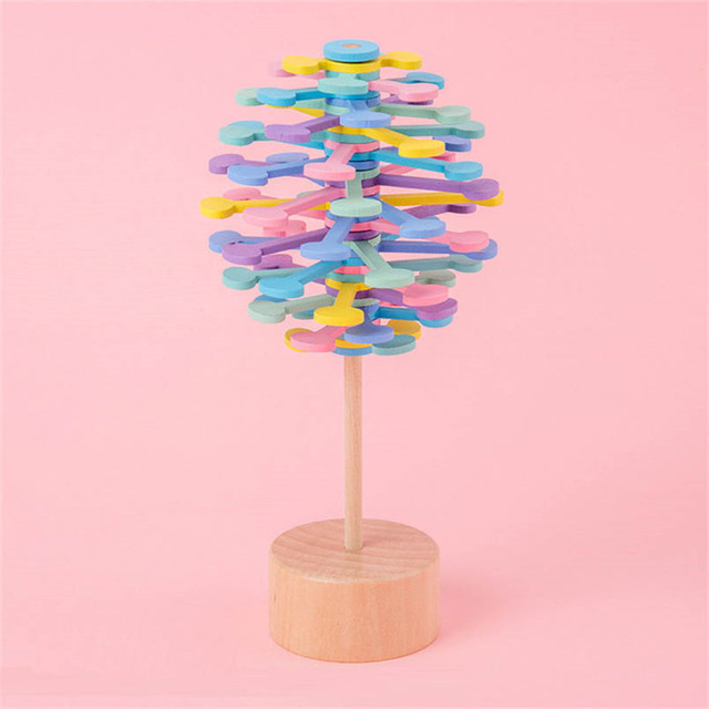 Wooden Helicone Lollipop Rotating Magic Wand Stress Relief Toy For ...