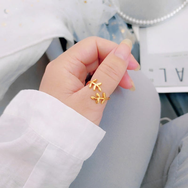 Creative Wrap Around Leaf Ring Open Adjustable Cross Leaf Ring ...